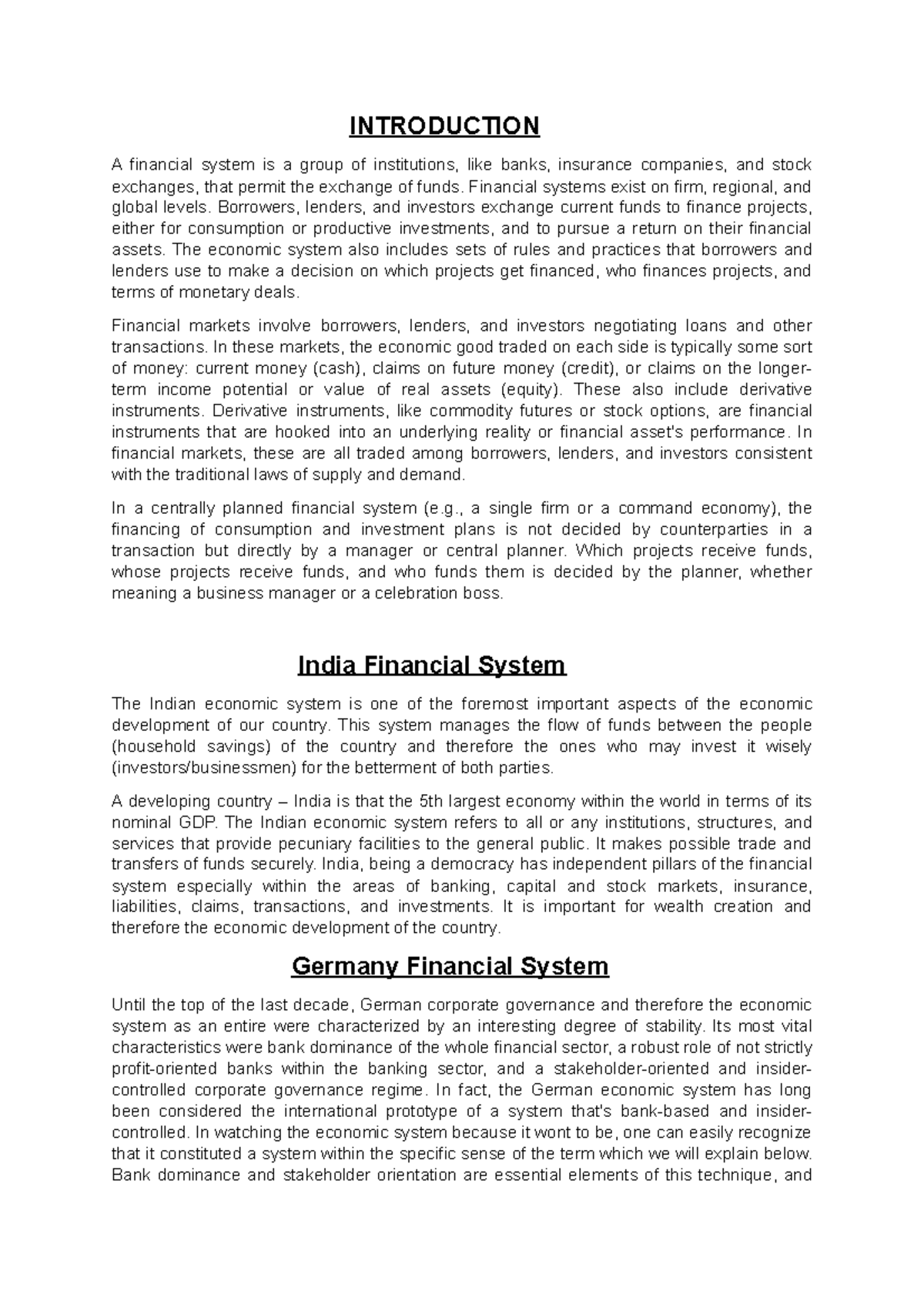 Comparison of Indian Financial System with German Financial System ...