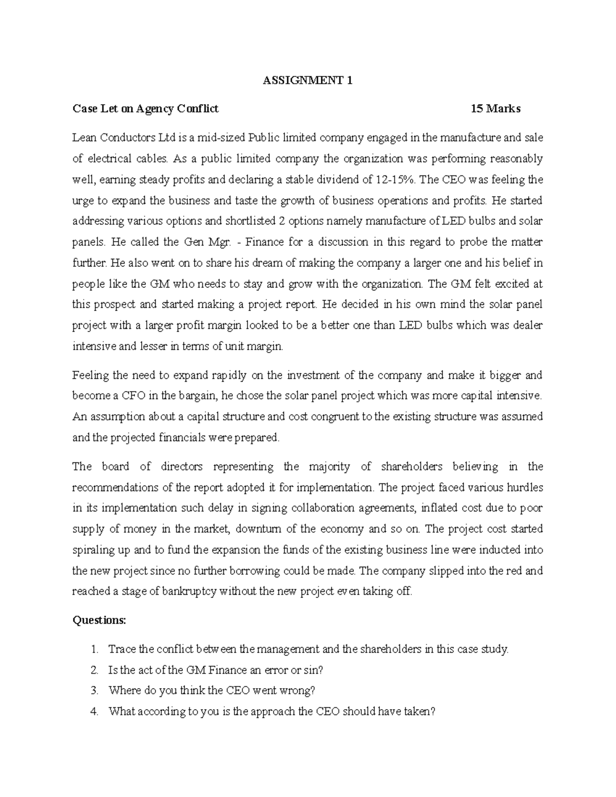 202106 CF Assignment - assingment - ASSIGNMENT 1 Case Let on Agency ...