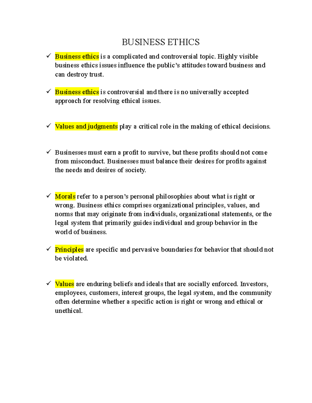 Business Ethics - Highly visible business ethics issues influence the ...