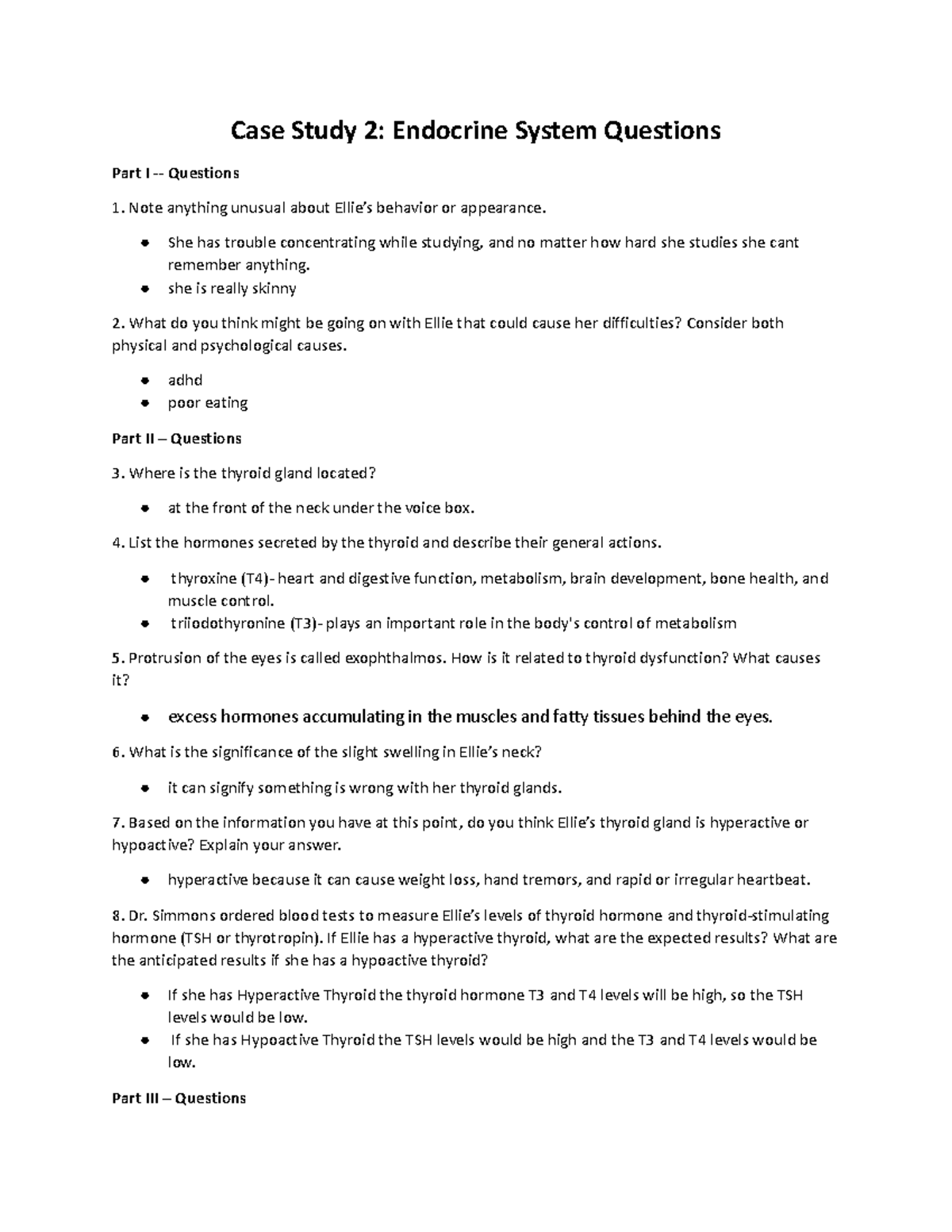 Case Study 2 Questions - lab - Case Study 2: Endocrine System Questions ...