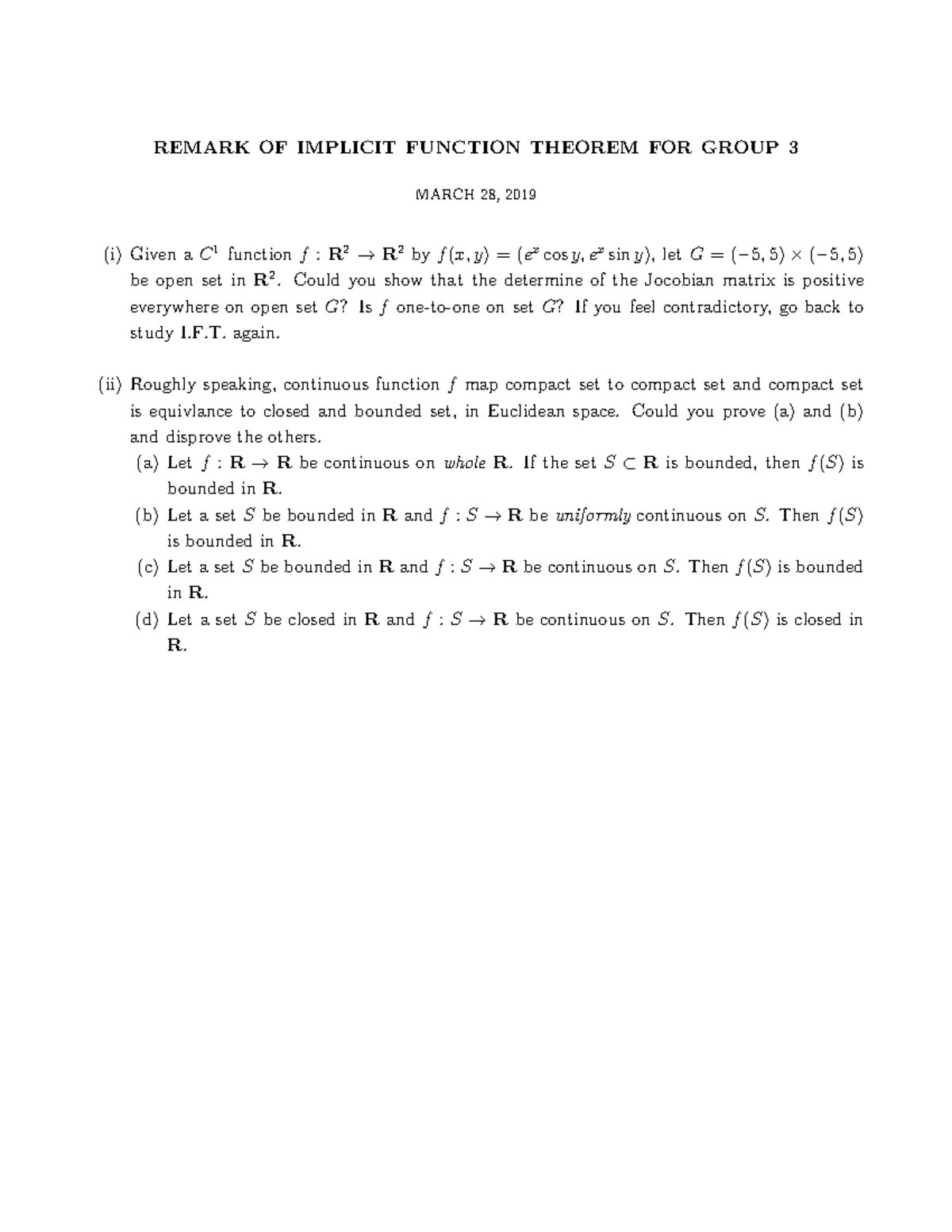 Remark OF Implicit Function Theorem FOR Group 3 - REMARK OF IMPLICIT ...