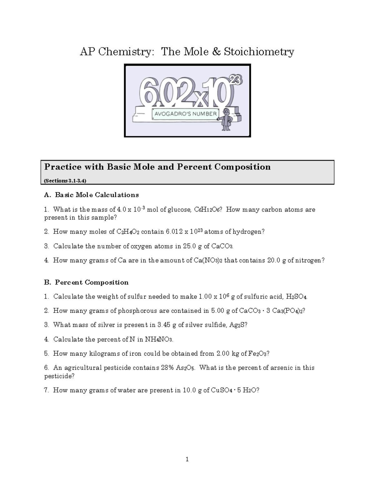 Microsoft Word - Stoichiometry Unit Notes - AP Chemistry: The Mole ...