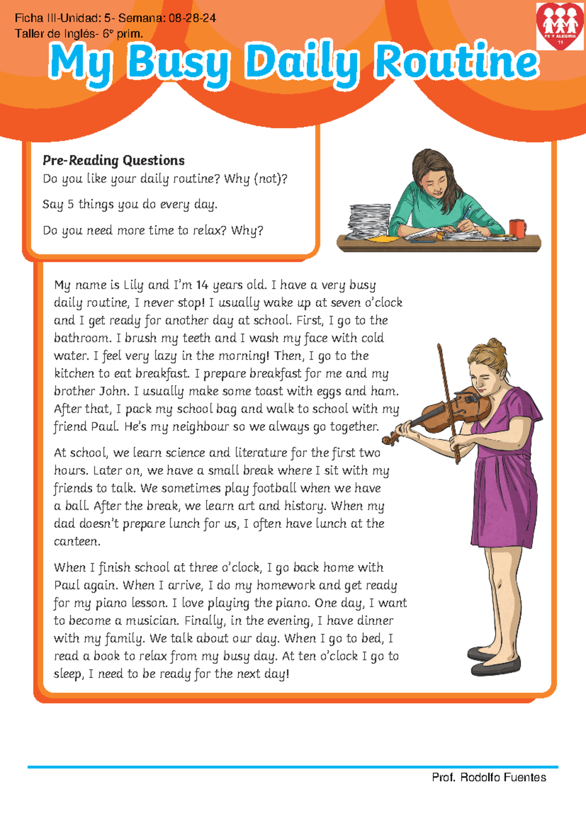 Reading-comprehension-my-busy-daily-routine-present-simple - My Busy ...