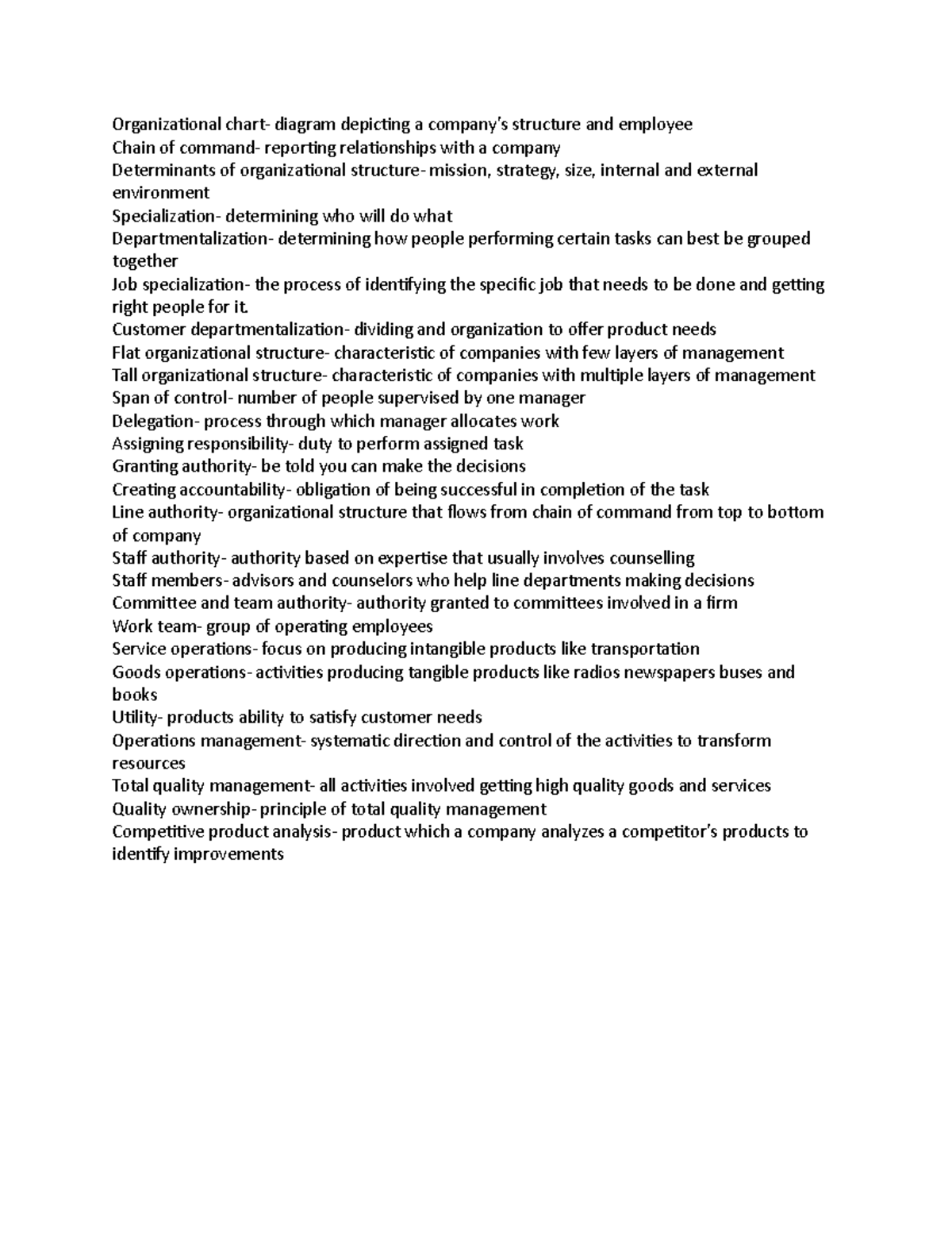 Business notes 2 - chapter 2 - Organizational chart- diagram depicting ...