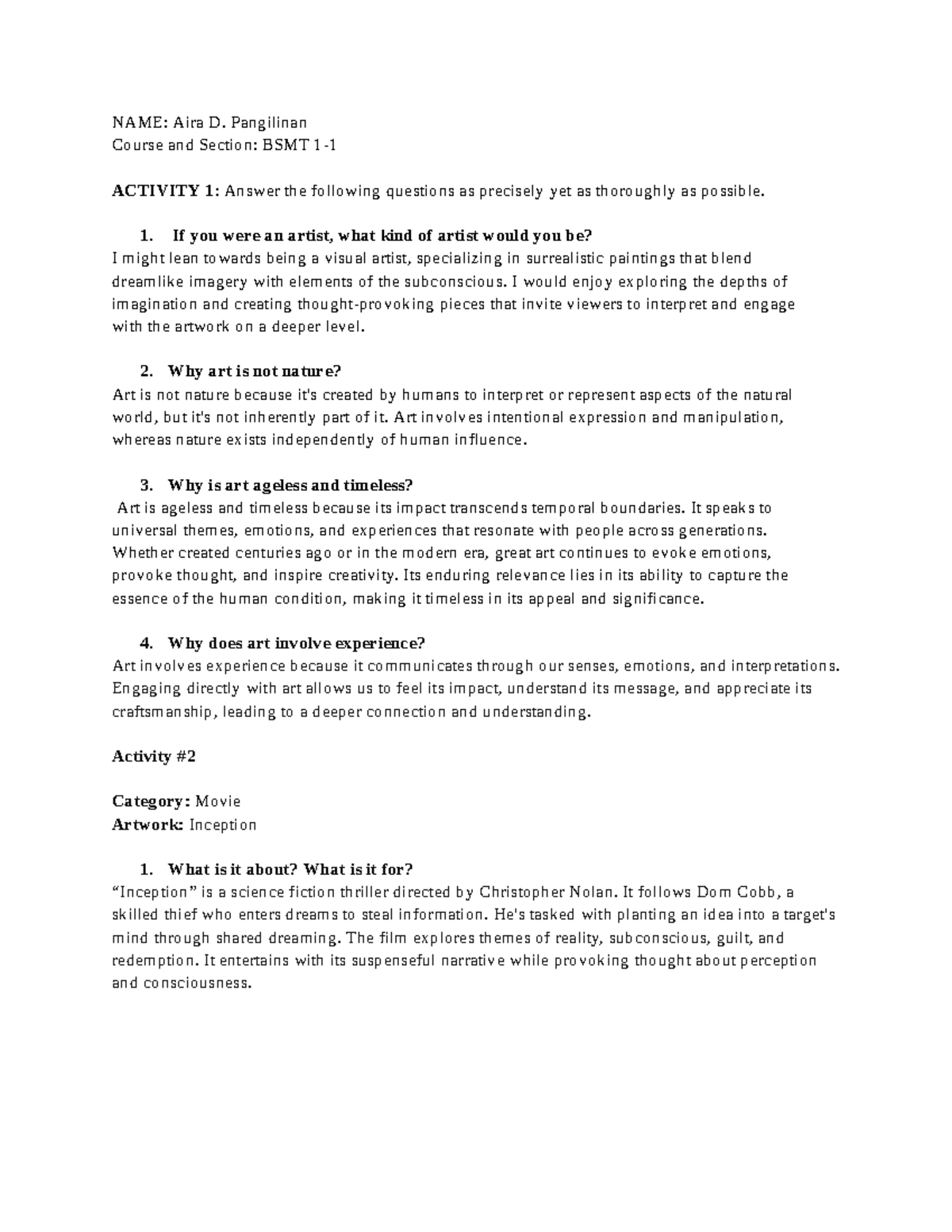 Aaact 1 - just sharing to dl some files - NAME: Aira D. Pangilinan ...