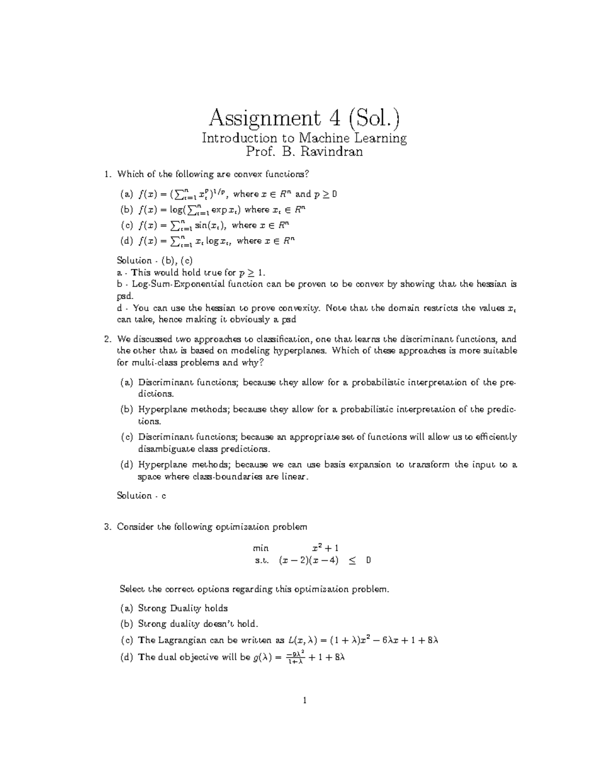 Solution 4 Help Assignment 4 Sol Introduction To Machine Learning Prof B Ravindran