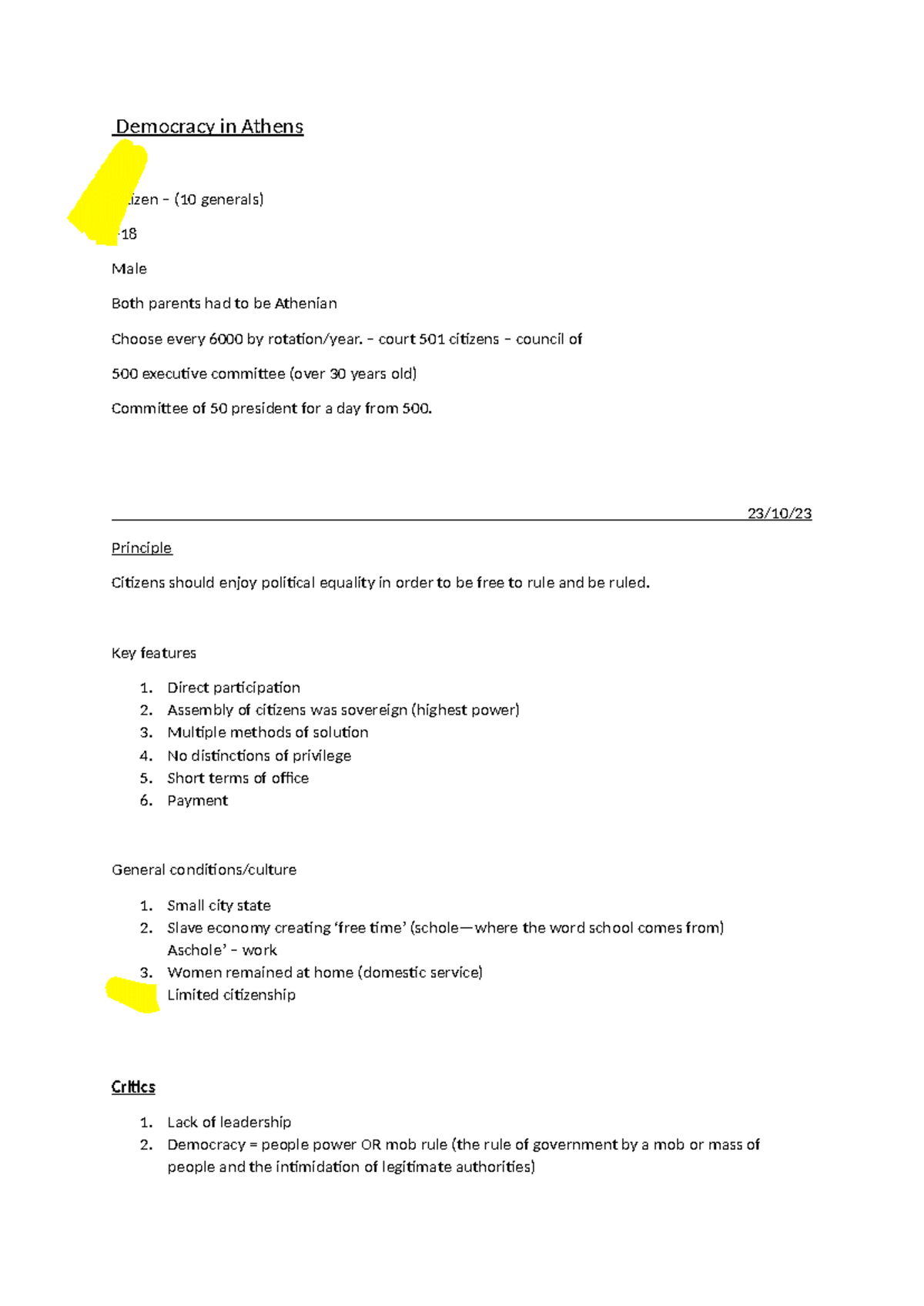 Classical Athens - Democracy in Athens Citizen – (10 generals) + Male ...