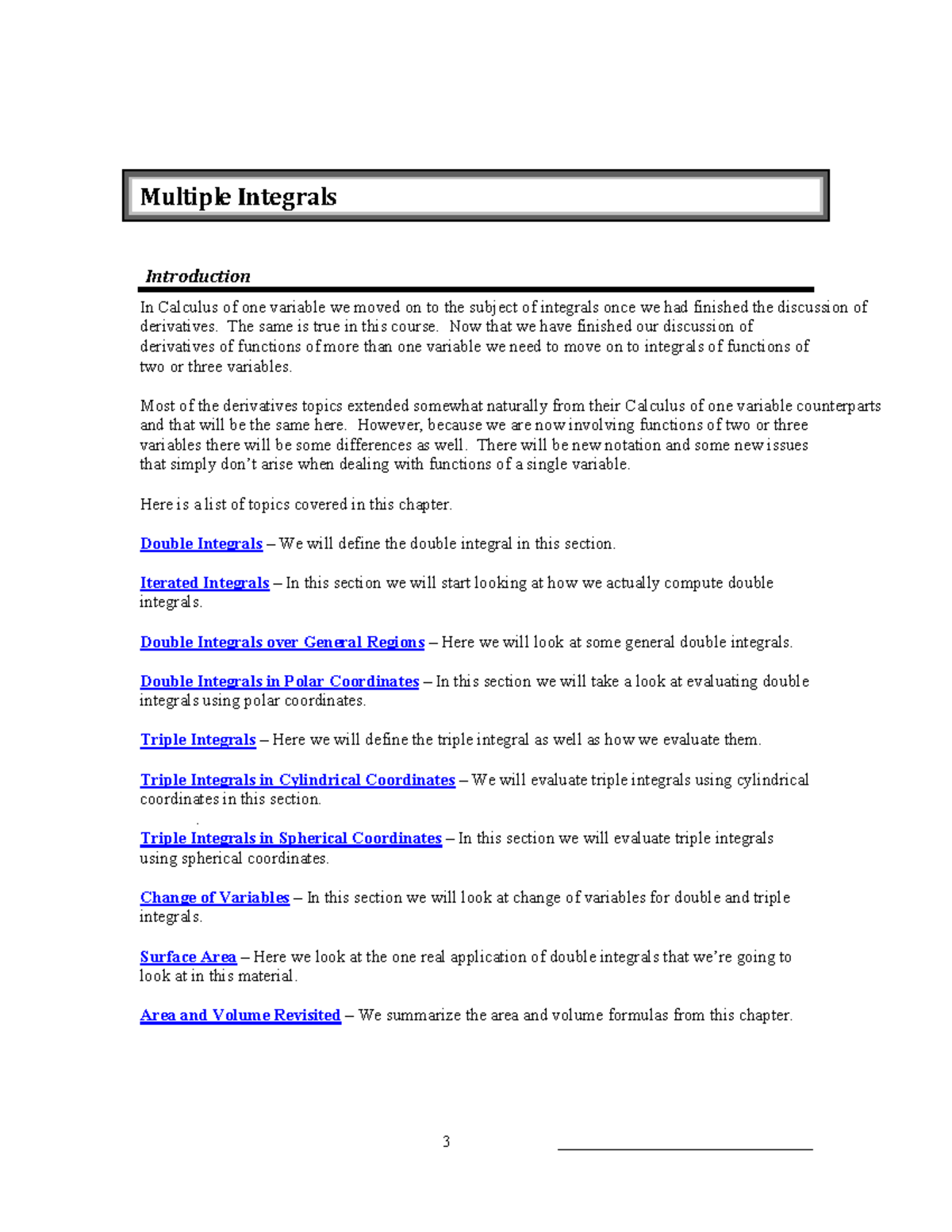 4 Multiple Integrals 2a - Multiple Integrals ####### Introduction In ...