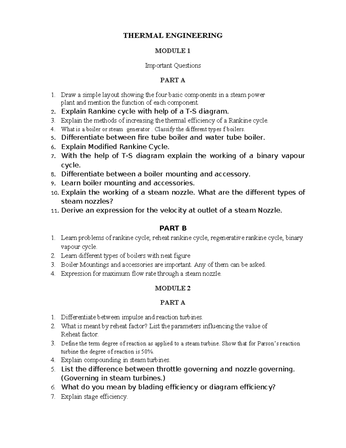 Thermal Engineering Important Questions - THERMAL ENGINEERING MODULE 1 Important Questions PART ...