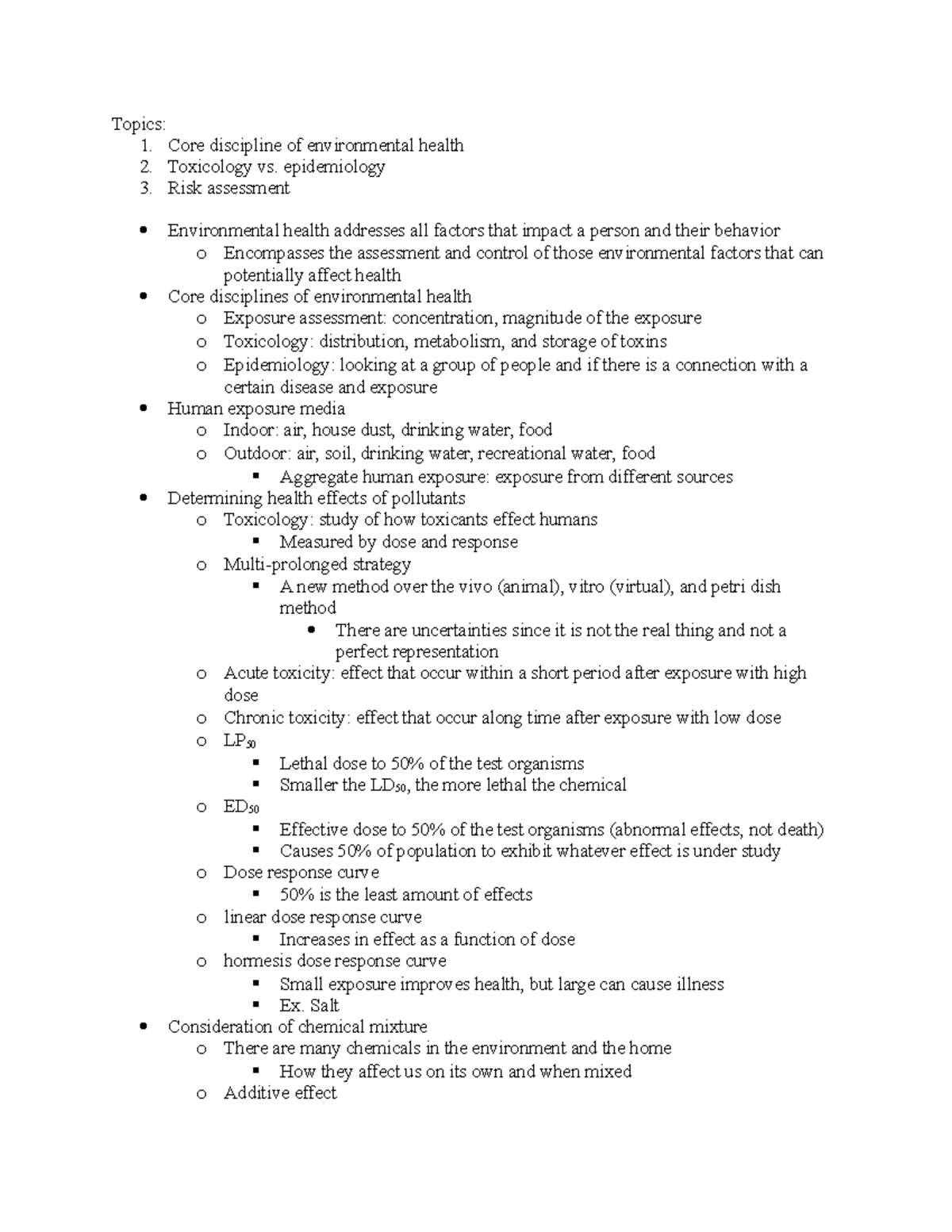 Environmental toxicology - Topics: 1. Core discipline of environmental ...