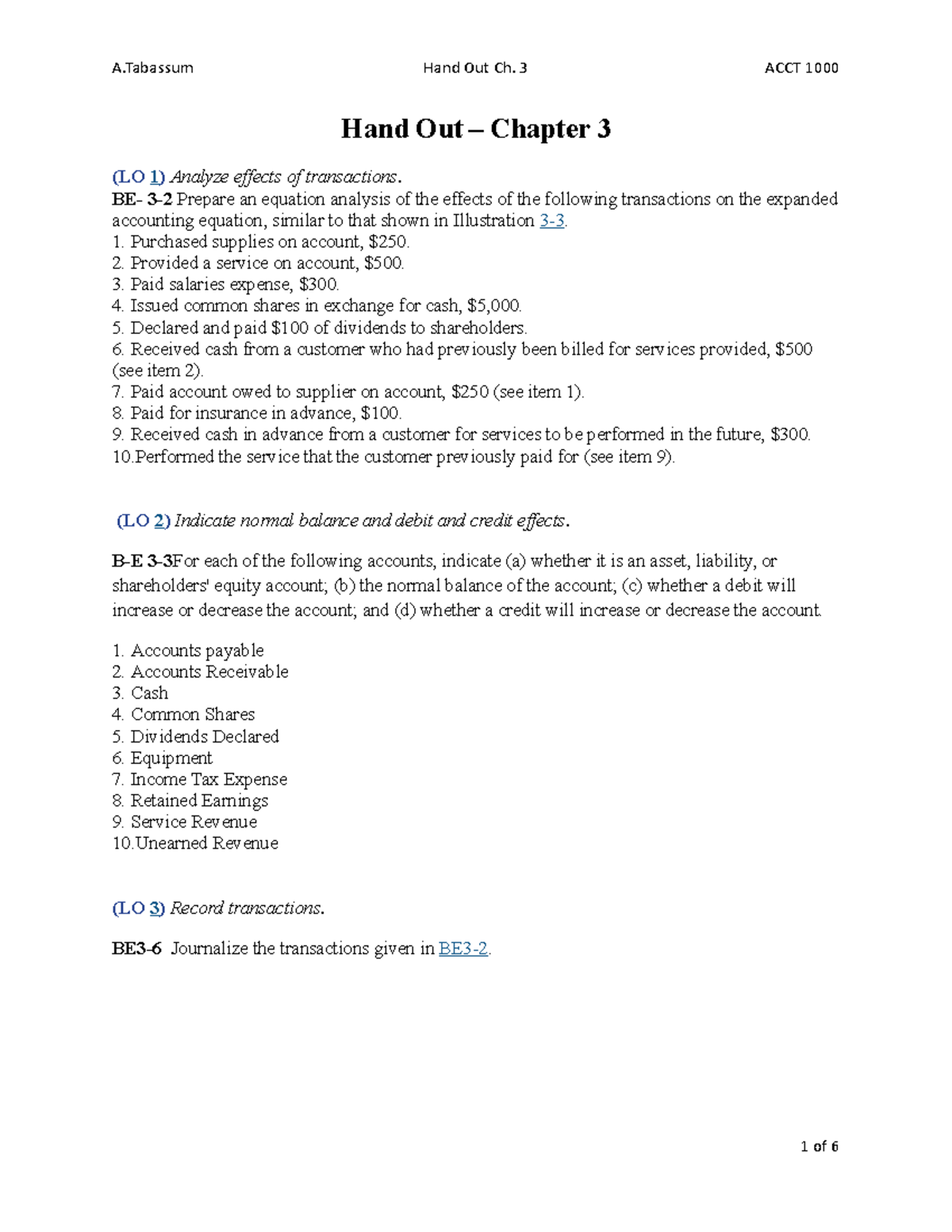 Hand Out-Chapter 3 - Practices exercises questions on chapter 3 - Hand ...