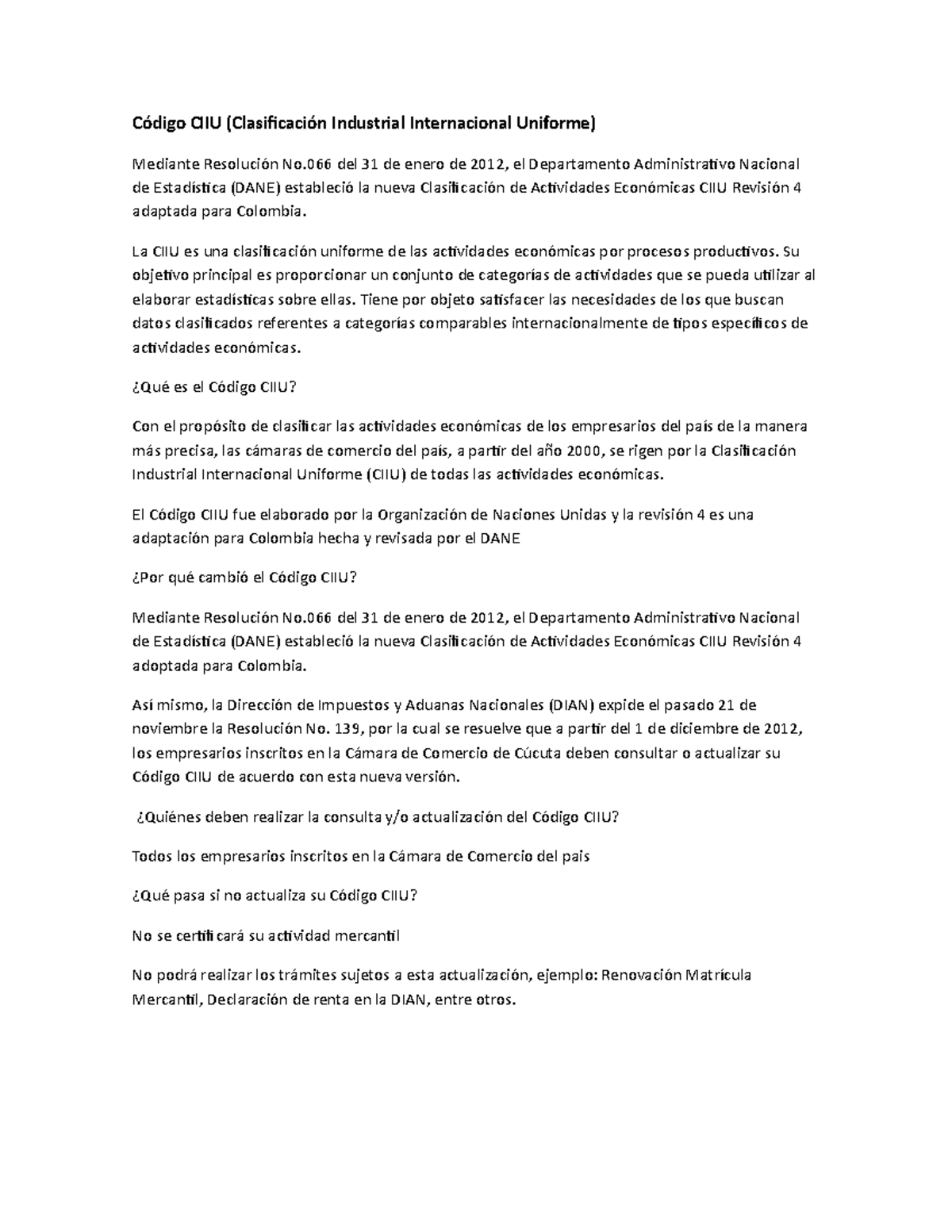 Código CIIUdsfcdvfdCDSF DECsc - Código CIIU (Clasificación Industrial Internacional Uniforme ...