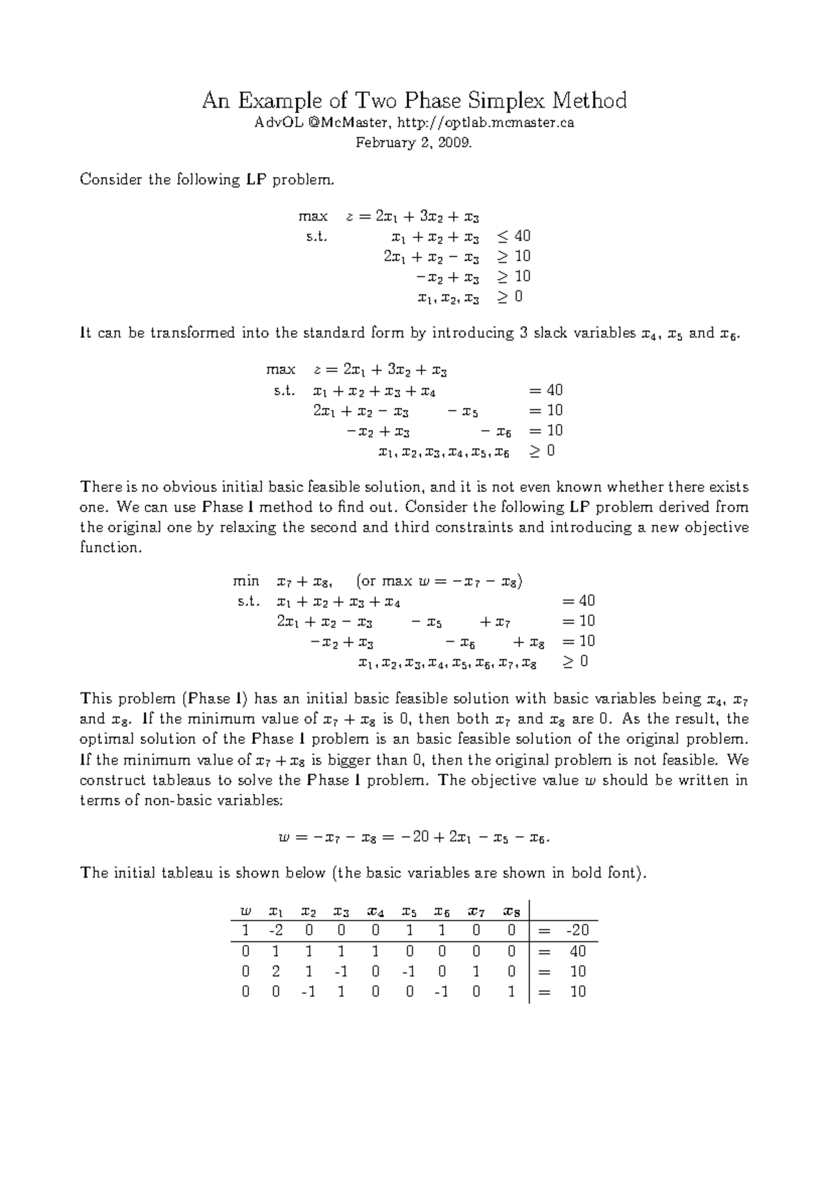2 Phase best explanation - An Example of Two Phase Simplex Method AdvOL ...