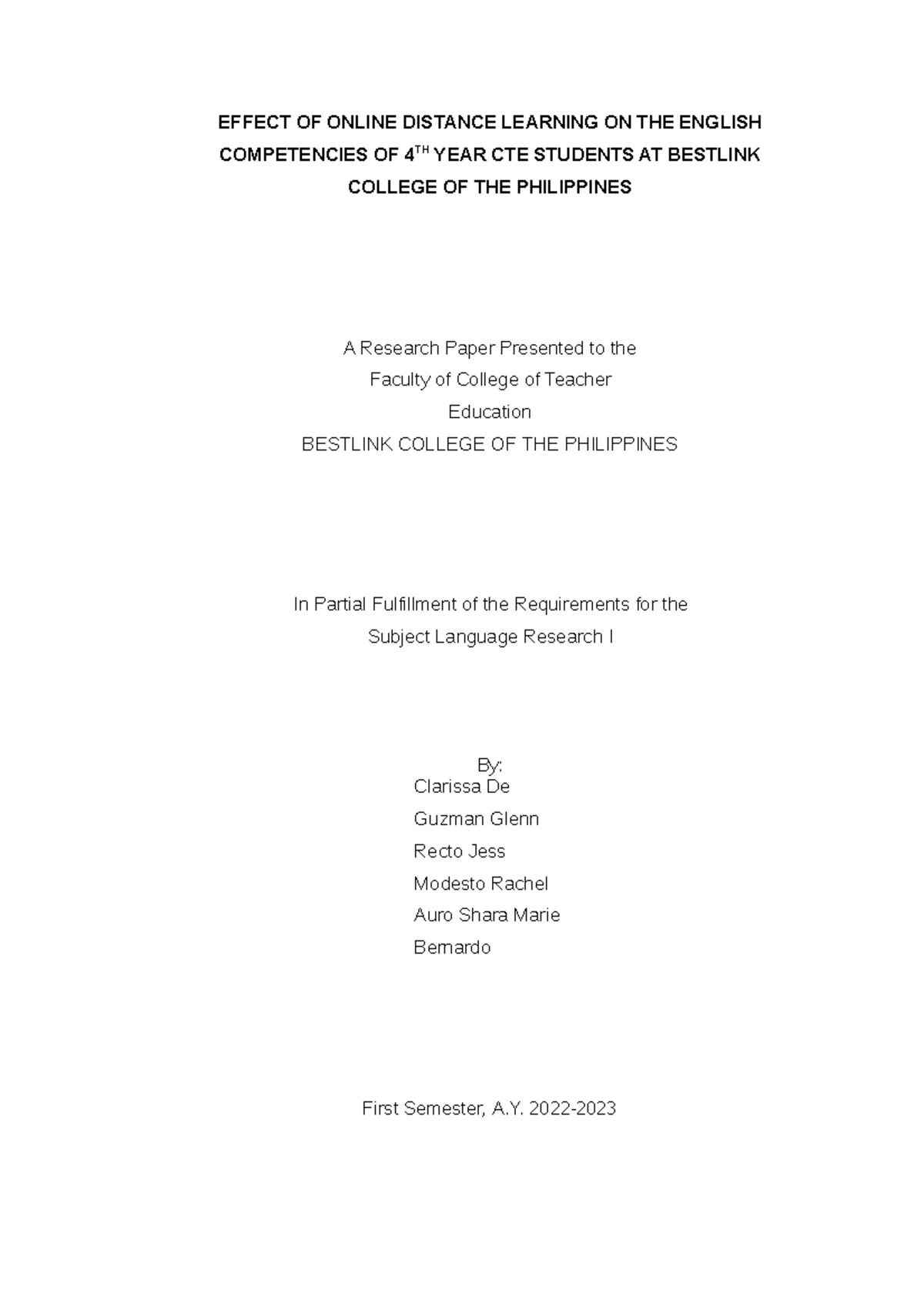 Research-chapter-1 and chapter 2 - EFFECT OF ONLINE DISTANCE LEARNING ...