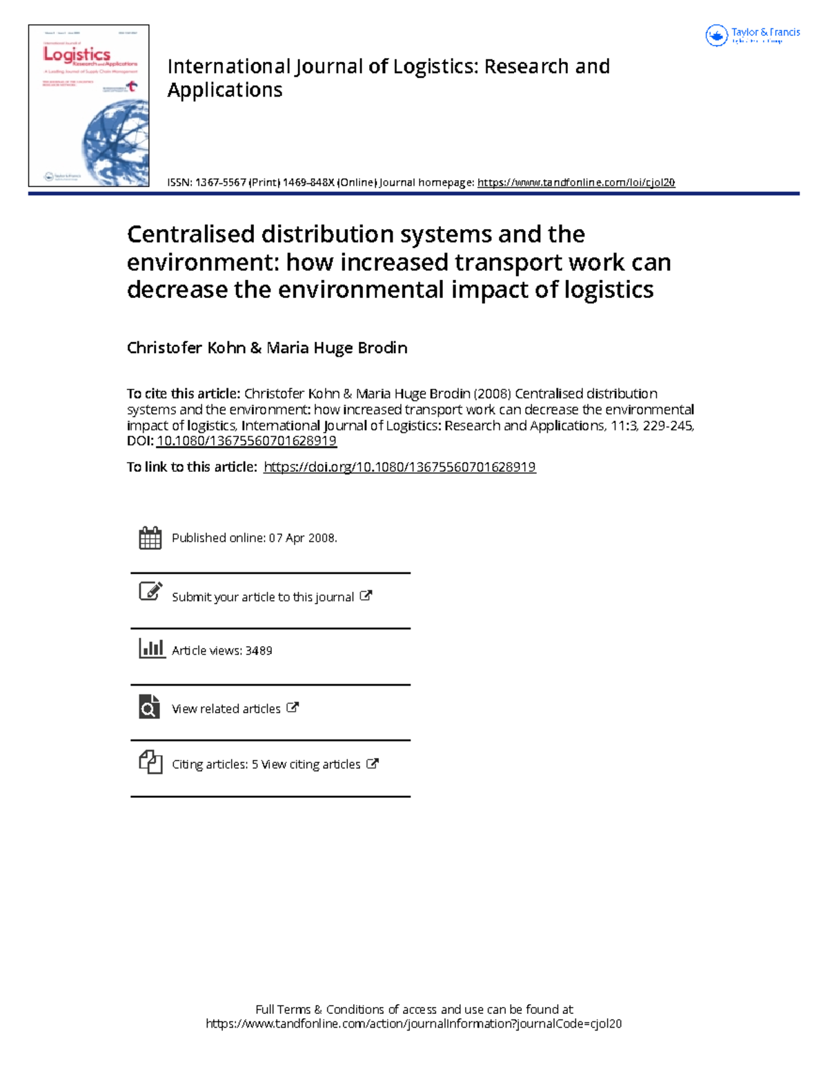 Centralised distribution systems and the environment how increased ...
