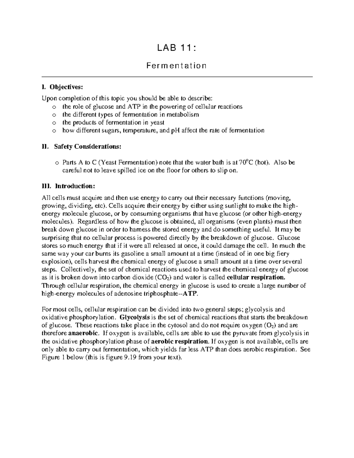 Fermentation - N/A - LAB 1 1 : Fe r m e n t a t ion I. Objectives: Upon ...