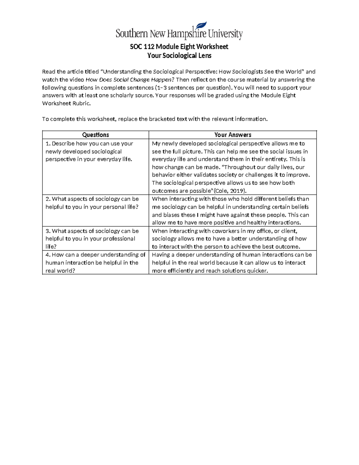 Huber Caitlin SOC 112 Module Eight Worksheet - SOC 112 Module Eight ...
