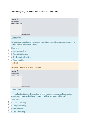 Cloud Computing 600 Assignment 2 2022 - Table of Contents Question 1 - Studocu