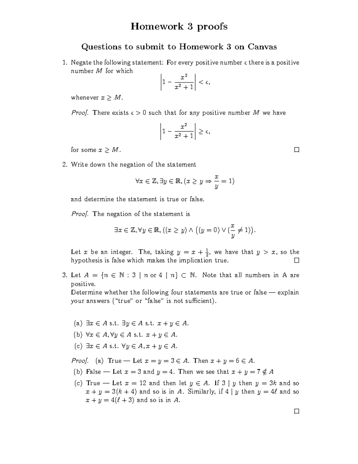 Math 220 Fall 21 Homework 3 Solutions Questions To Submit To Homework 3 On Canvas Negate The