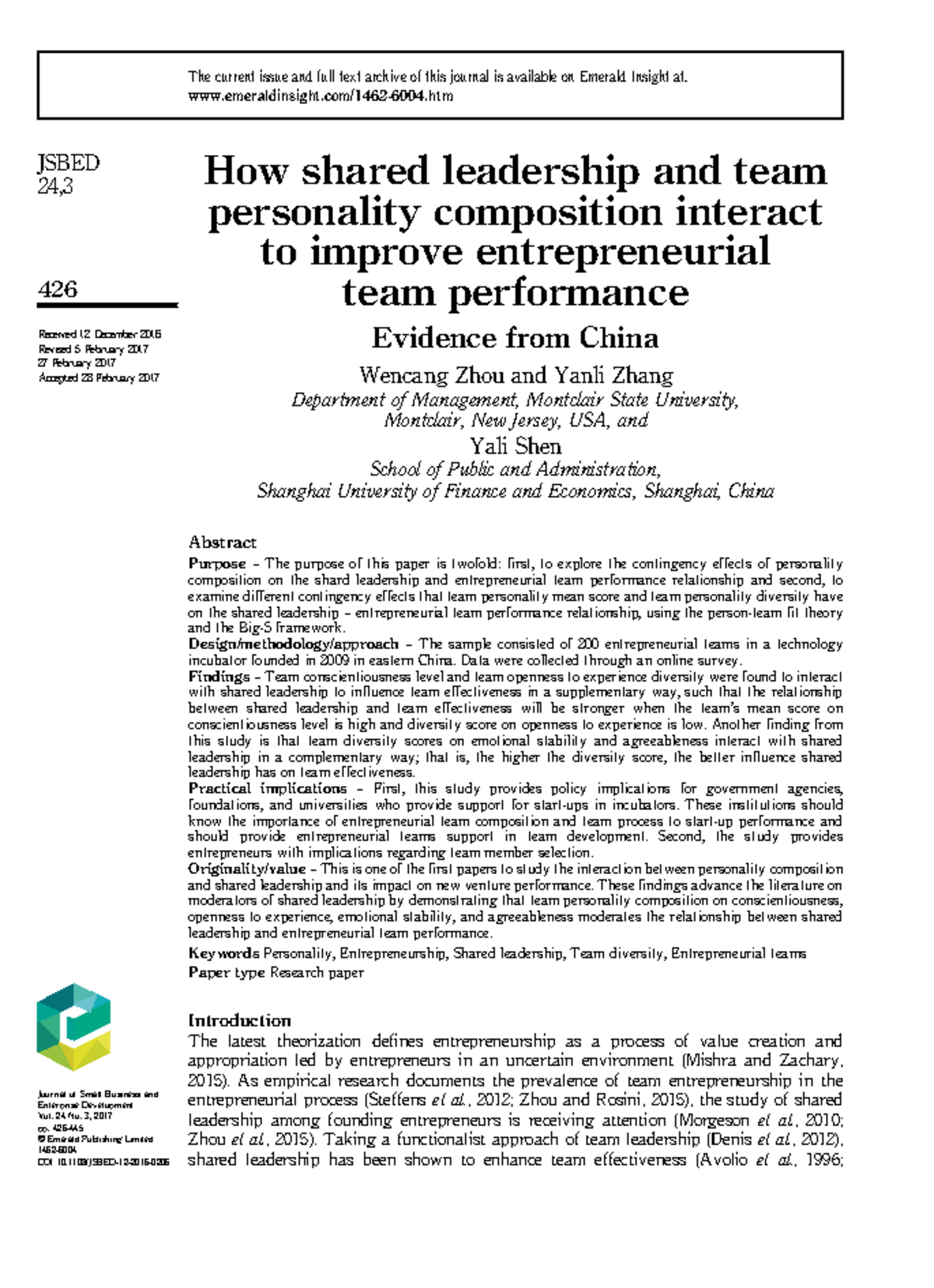 How shared leadership and team - How shared leadership and team ...