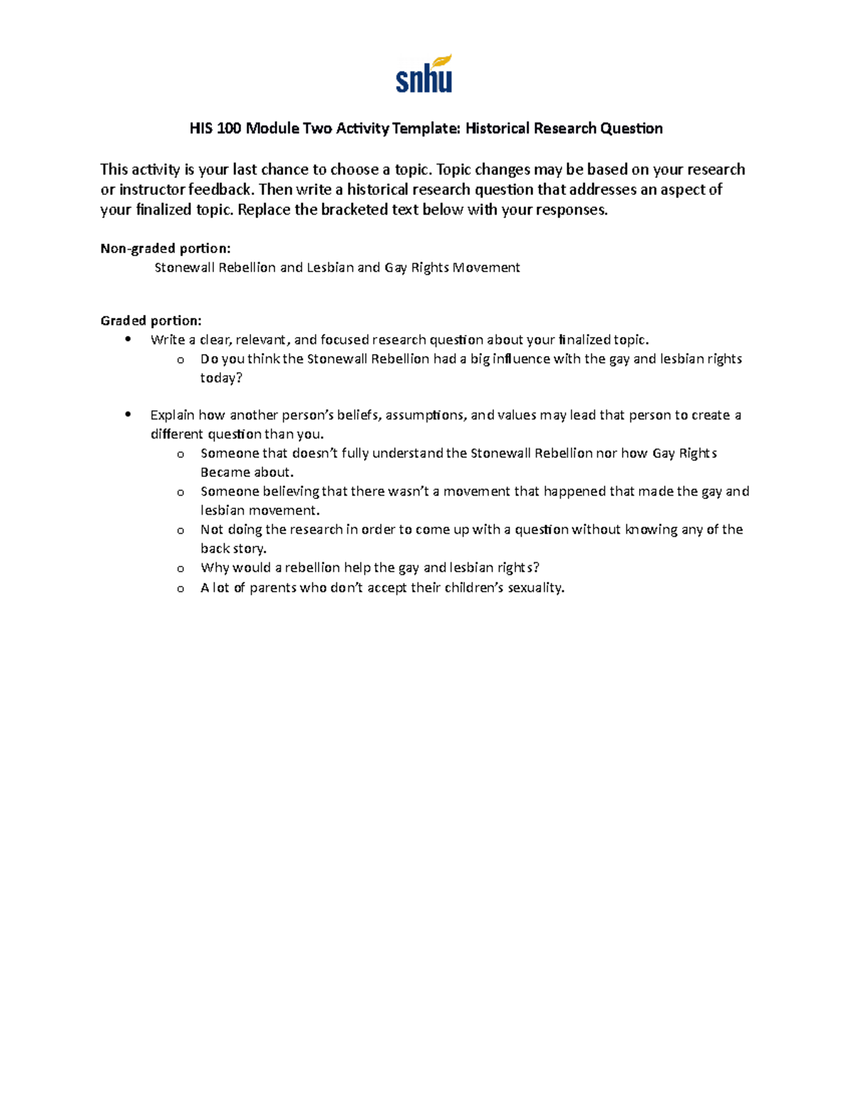 HIS 100 Assignment 2 Michele Webb - HIS 100 Module Two Activity ...