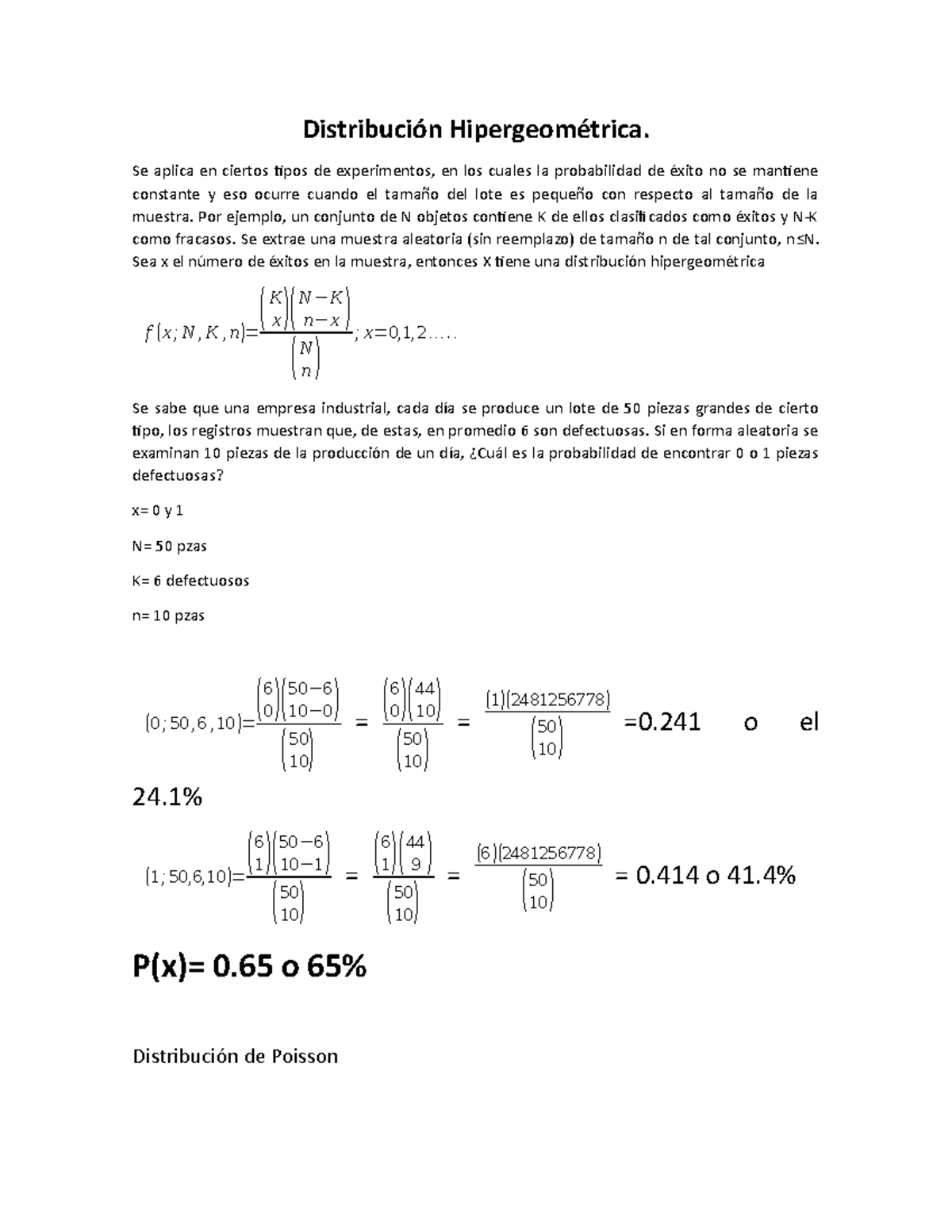 Distribución Hipergeométrica (Probabilidad y estadística Descriptiva ...