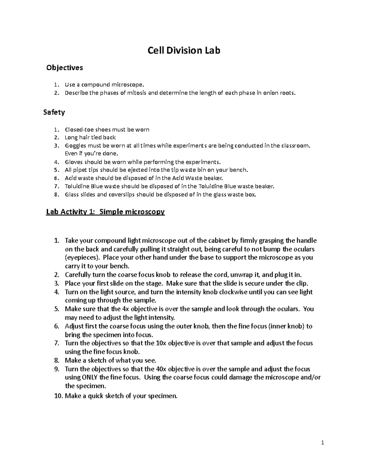 Cell division lab - Dr. Samantha Fletcher - Cell Division Lab ...