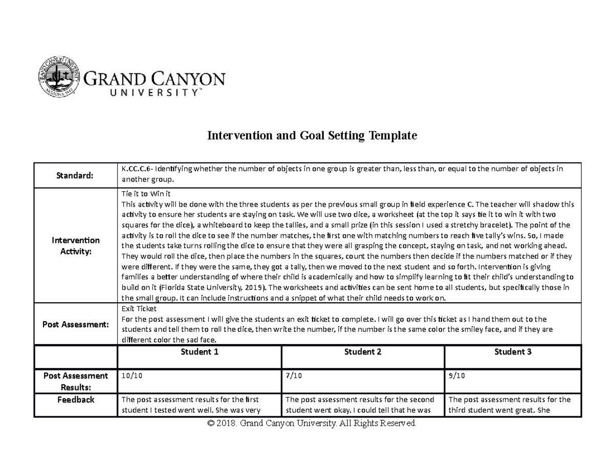 ECE-230-Interventionand Goal - Intervention and Goal Setting Template ...