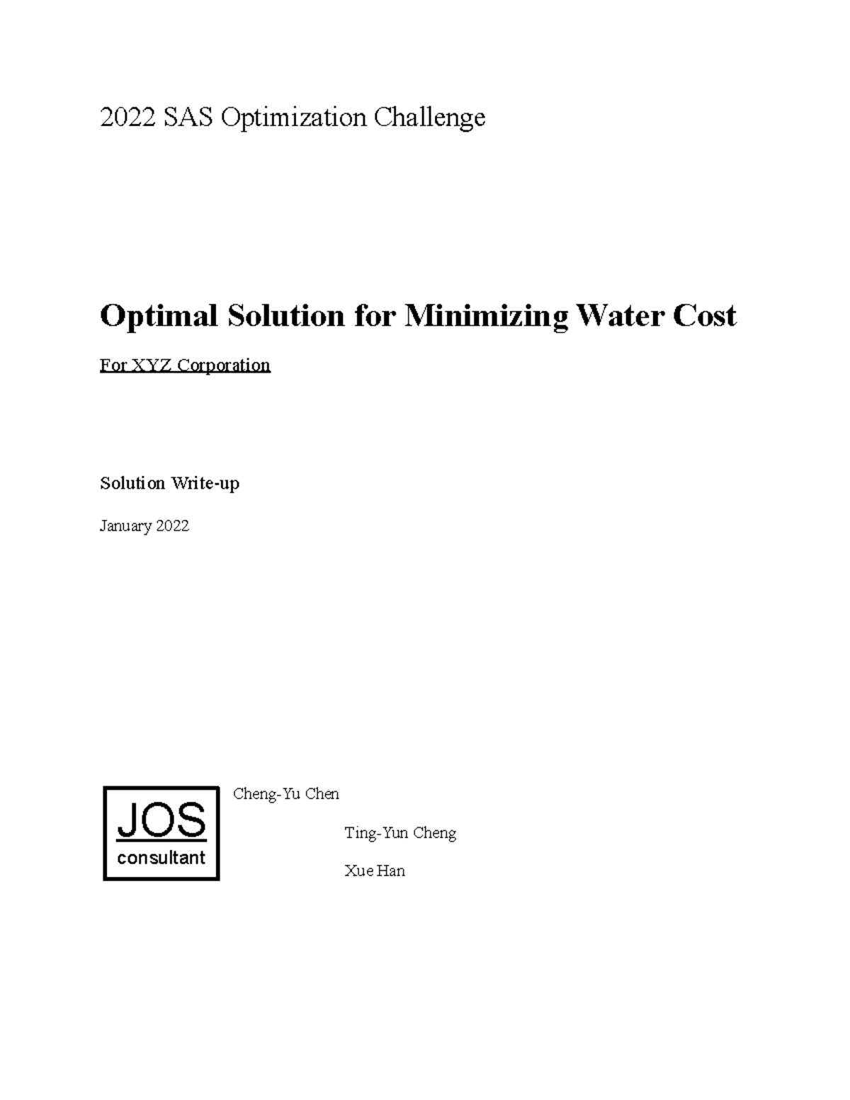 SAS Challenge Write-up - 2022 SAS Optimization Challenge Optimal ...
