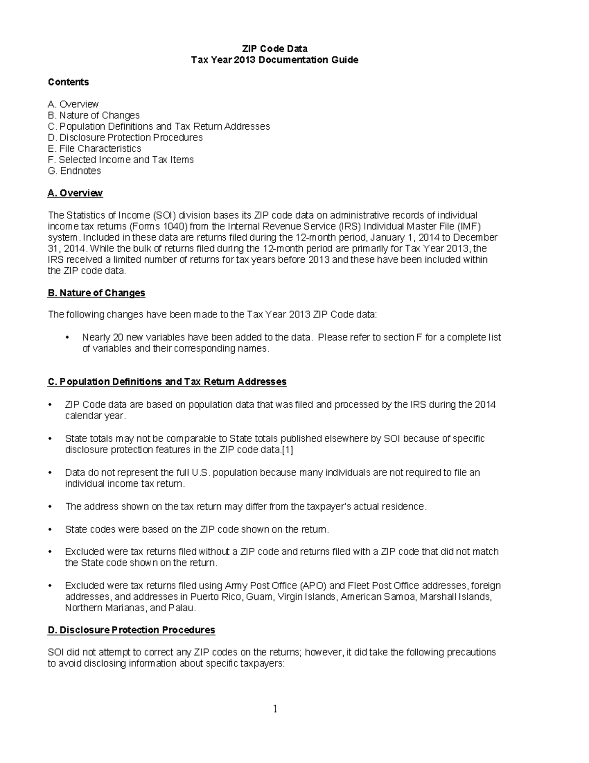 Information Of The General Physics ZIP Code Data Tax Year 2013