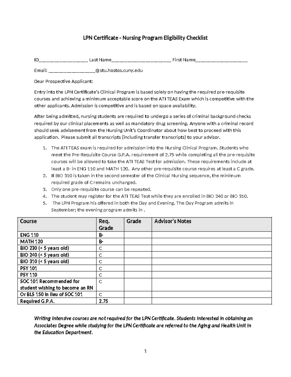 LPN-Check-List 2 - exactly what's stated as title - LPN Certificate ...