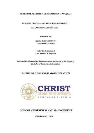 Entrepreneurship Development Project final - ENTREPRENEURSHIP ...