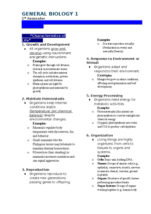 General Biology 1 - notes - GENERAL BIOLOGY 1 FINALS REVIEWER ...