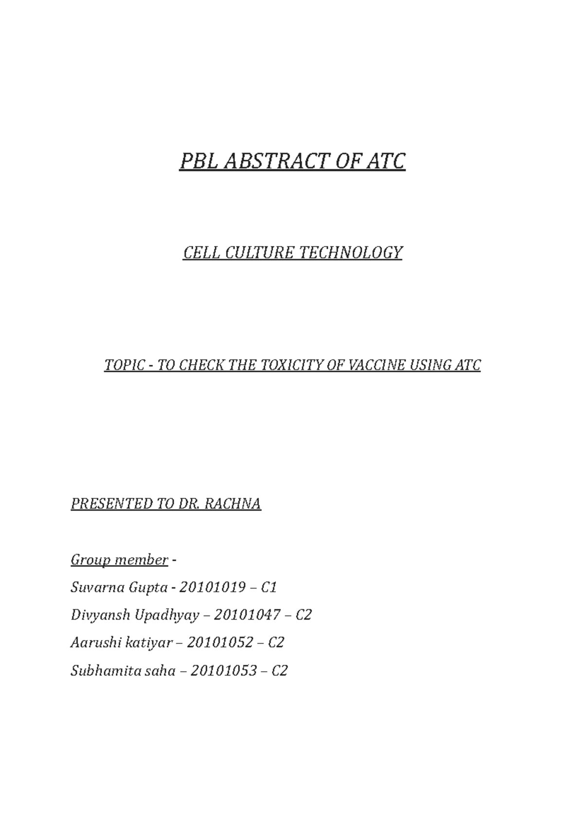 ATC Abstracts - my name is virat dont take my things seriously - PBL ...