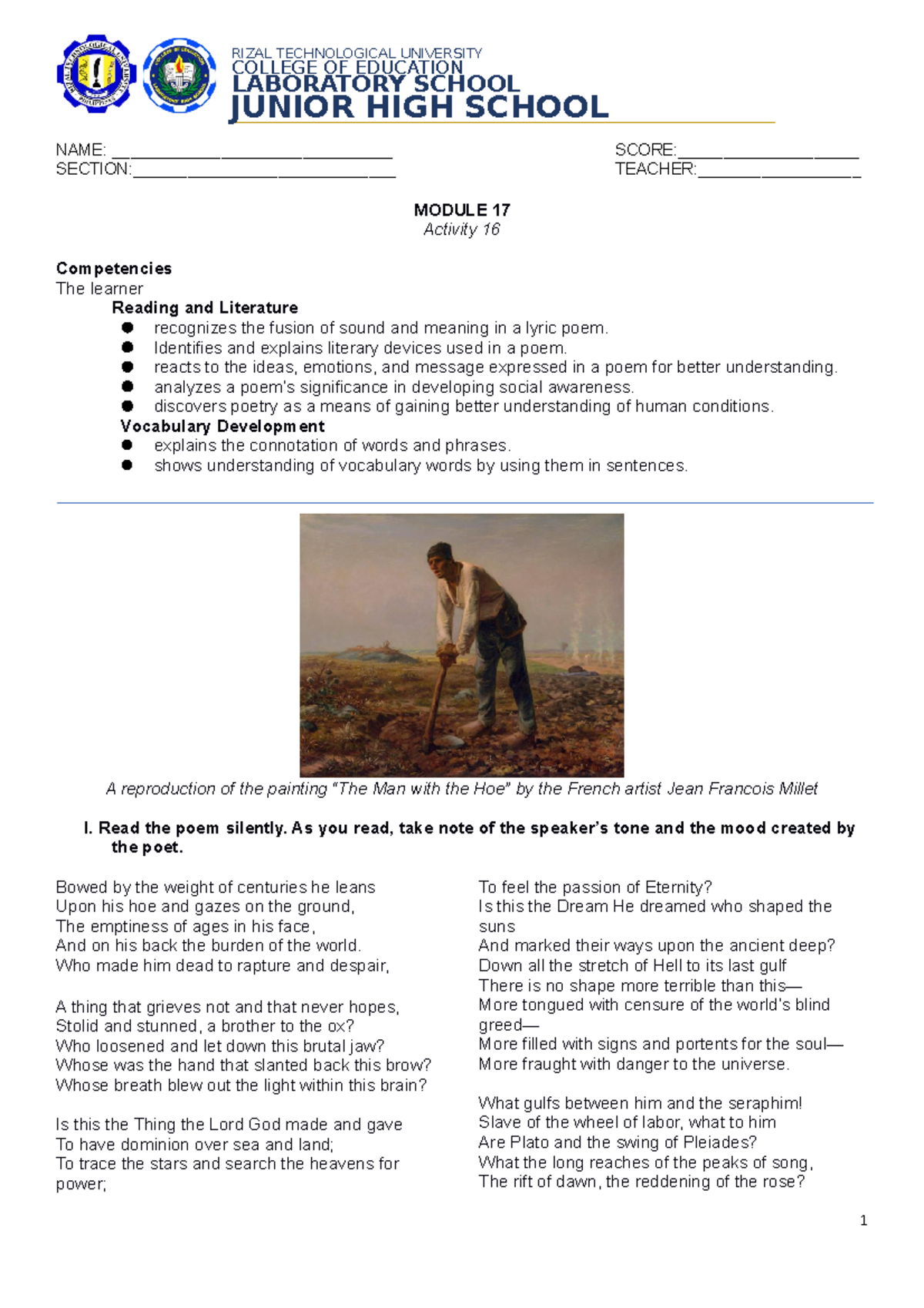 Module 17 Activity 16 Jhs Name Score