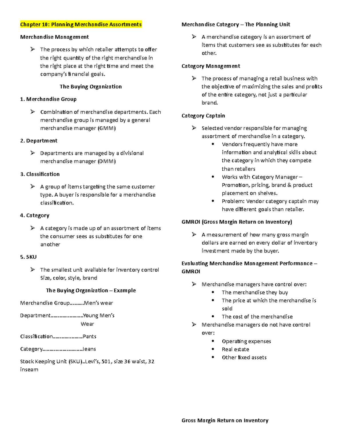 Chapter 10: Planning Merchandise Assortments - Business Management ...