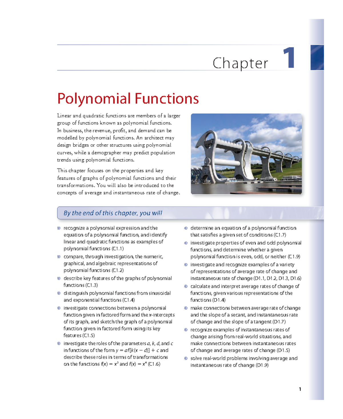 MHF4U Textbook Chapter 01 - Chapter Polynomial Functions Linear and quadratic functions are ...