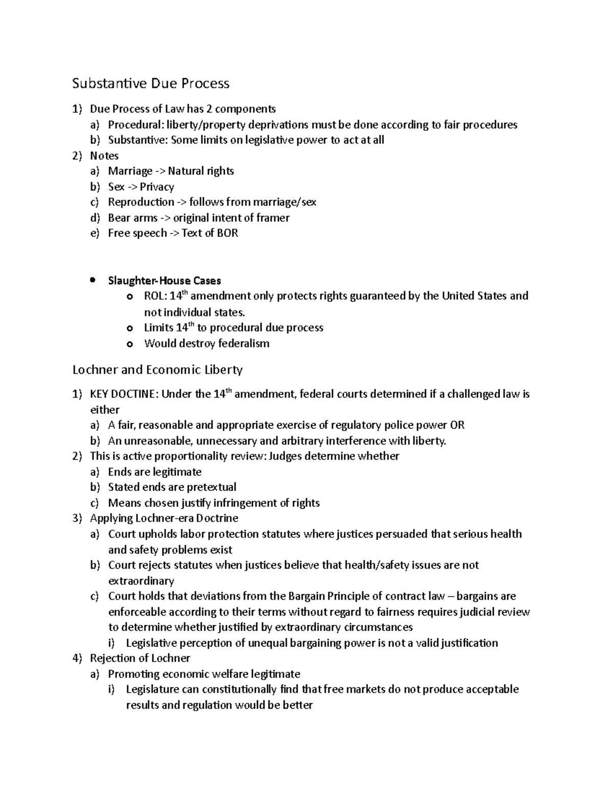 Con Law II Outline - chemerinsky book - Substantive Due Process Due ...