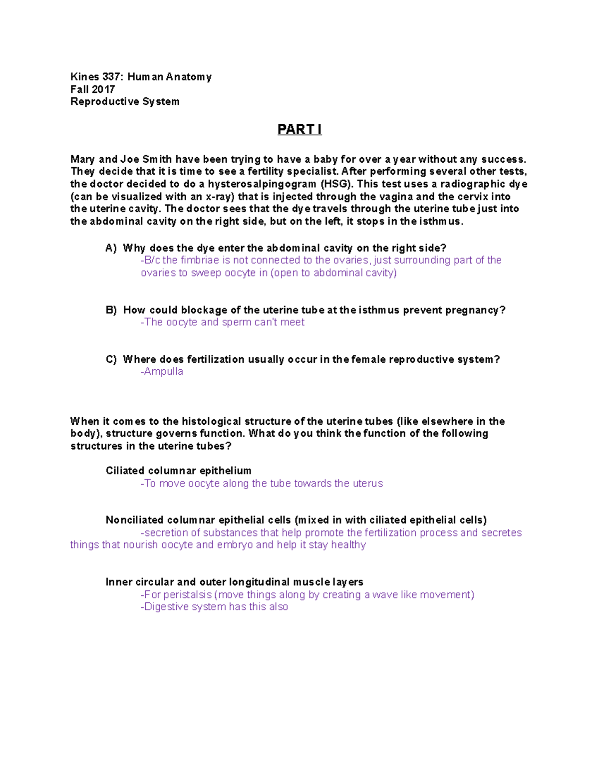 Female Reproductive System worksheet - Kines 337: Human Anatomy Fall ...