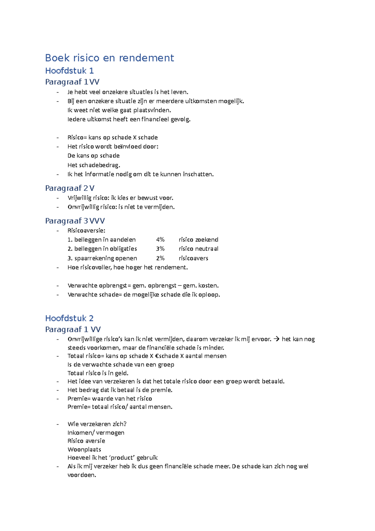 Economie samenvatting risico en rendement - Boek risico en rendement ...