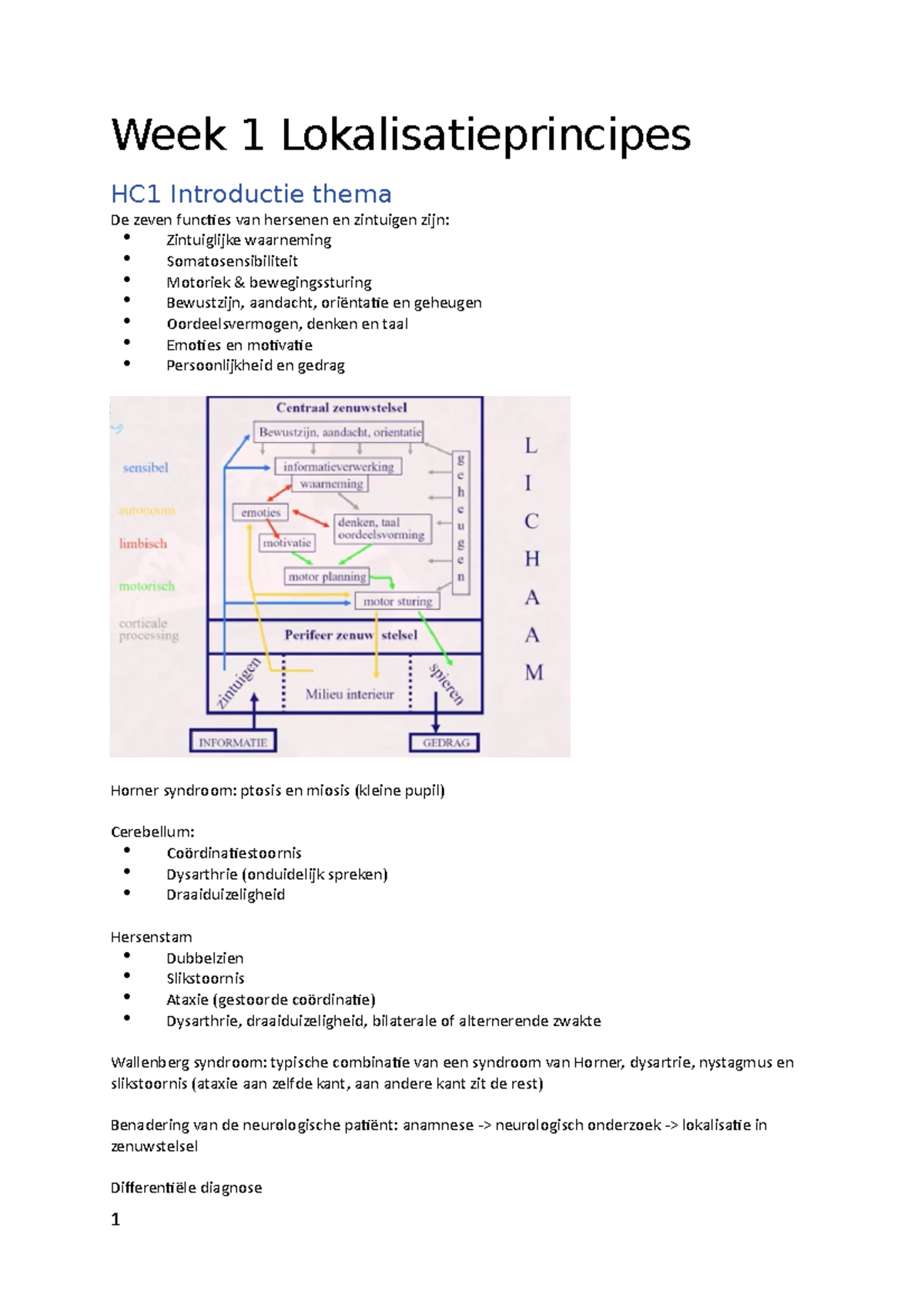 3B1 - Samenvatting van blok 3b1 - Week 1 Lokalisatieprincipes HC1 ...