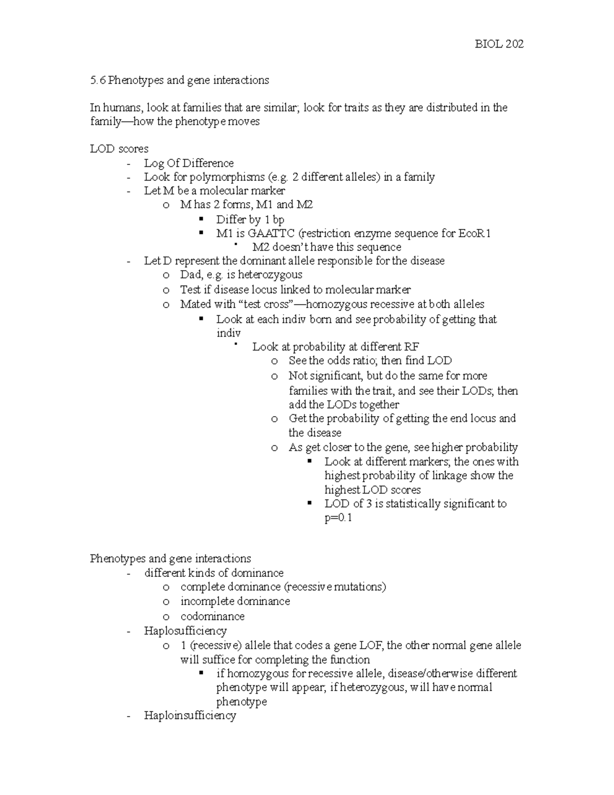 Lecture notes Basic Genetics, lecture 5-6 - 5 Phenotypes and gene ...