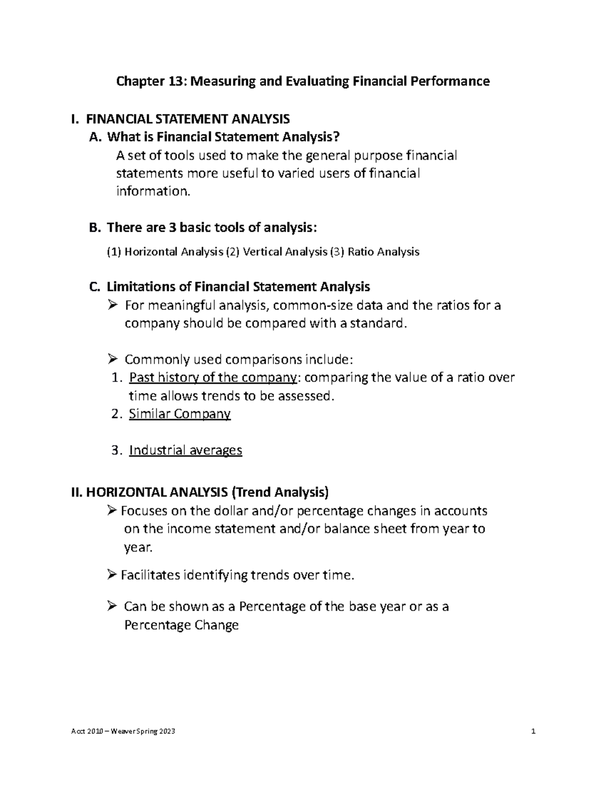 Chapter 13 Notes - Chapter 13: Measuring and Evaluating Financial ...