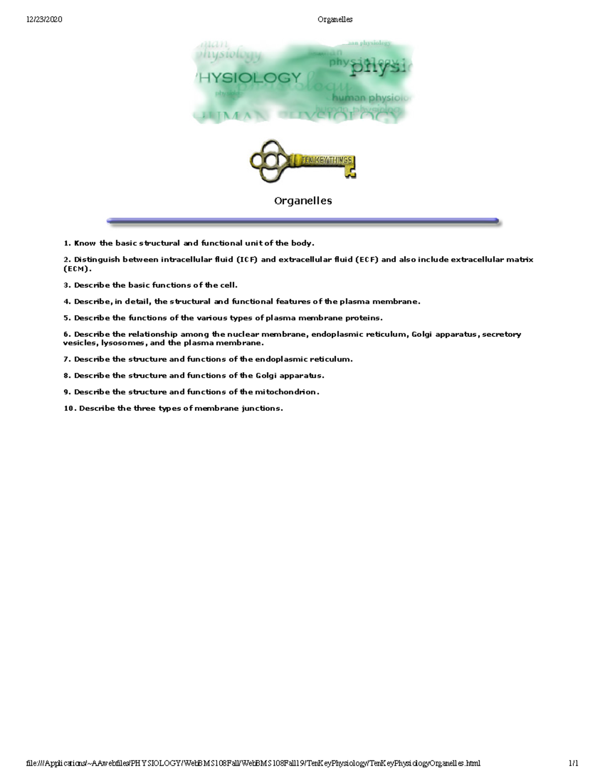 Organelles Study Guide - 12/23/2020 Organelles - Studocu
