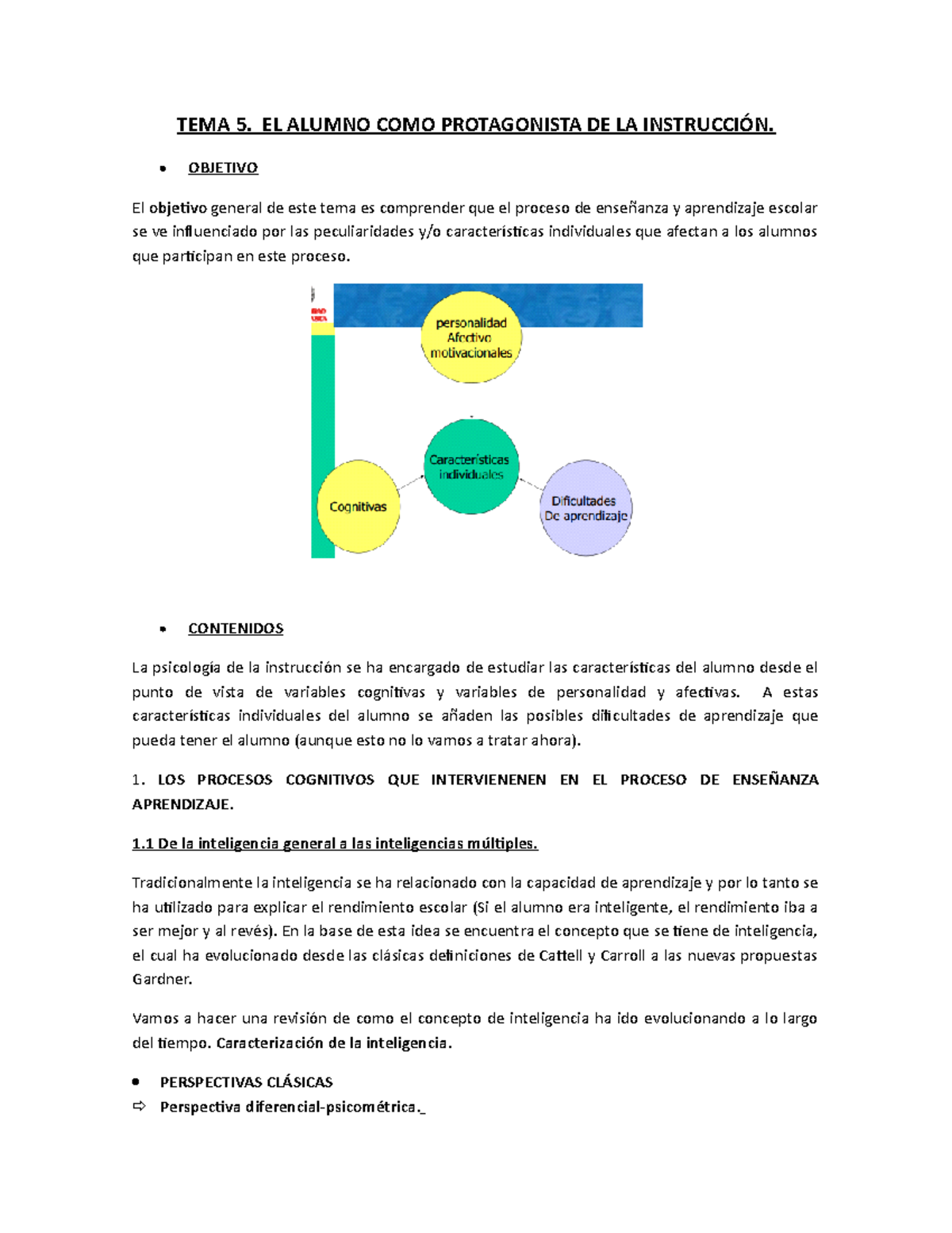 TEMA 5 - Apuntes 5 - TEMA 5. EL ALUMNO COMO PROTAGONISTA DE LA ...