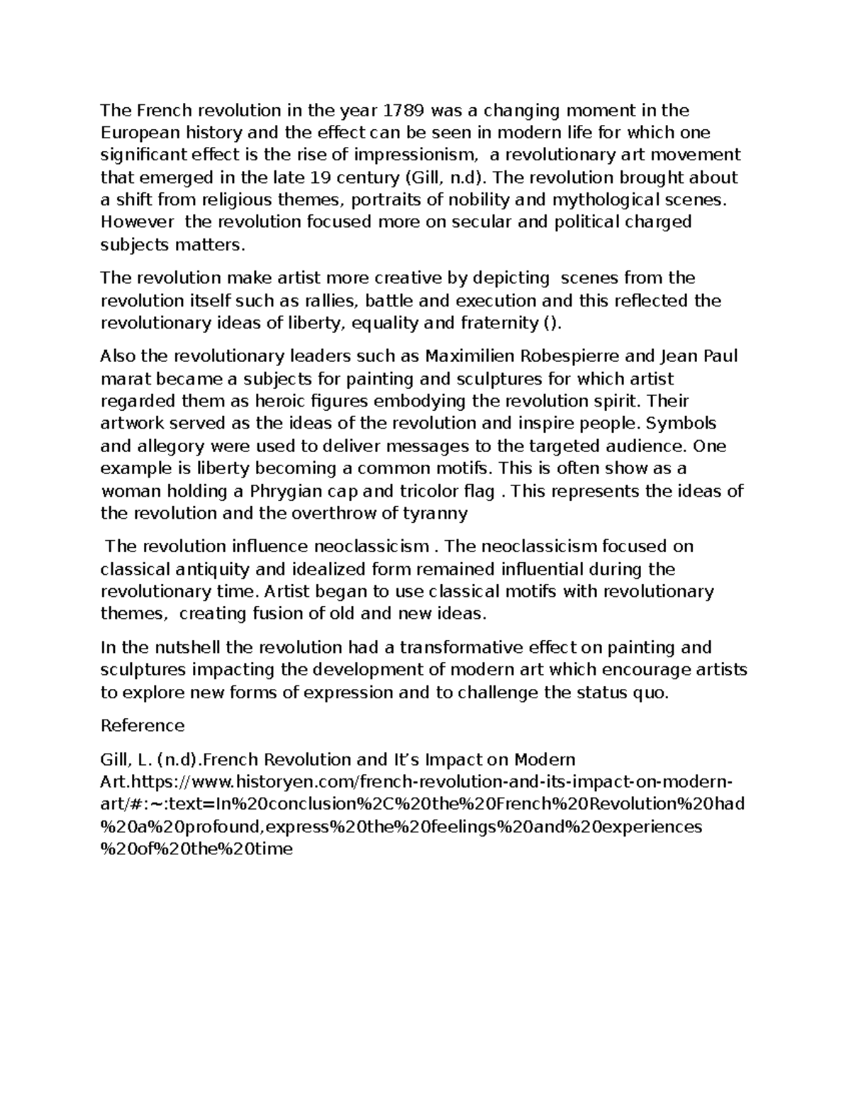 Ah written assignments unit 5 - The French revolution in the year 1789 ...