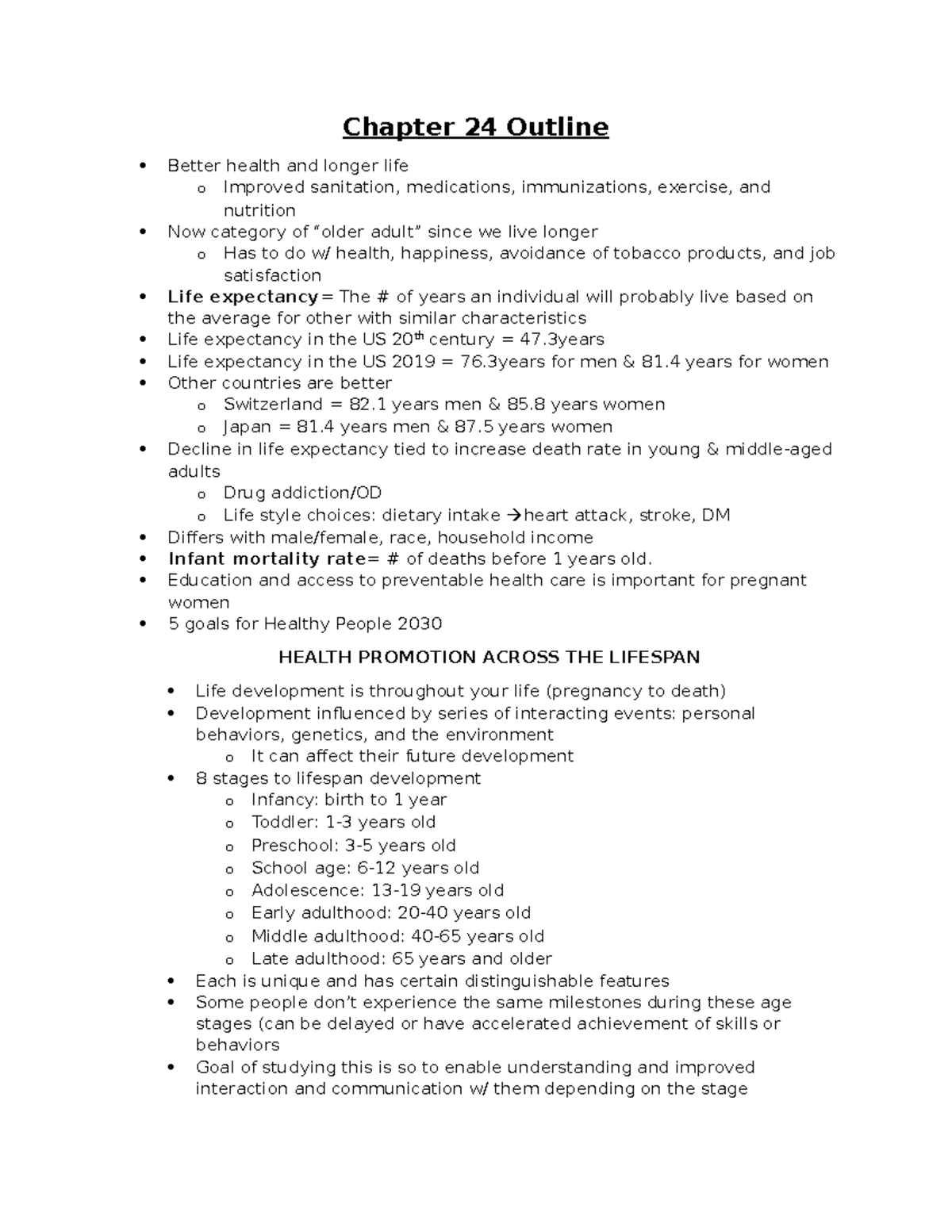 Chapter+24+Outline - Life Span Development - Chapter 24 Outline Better ...