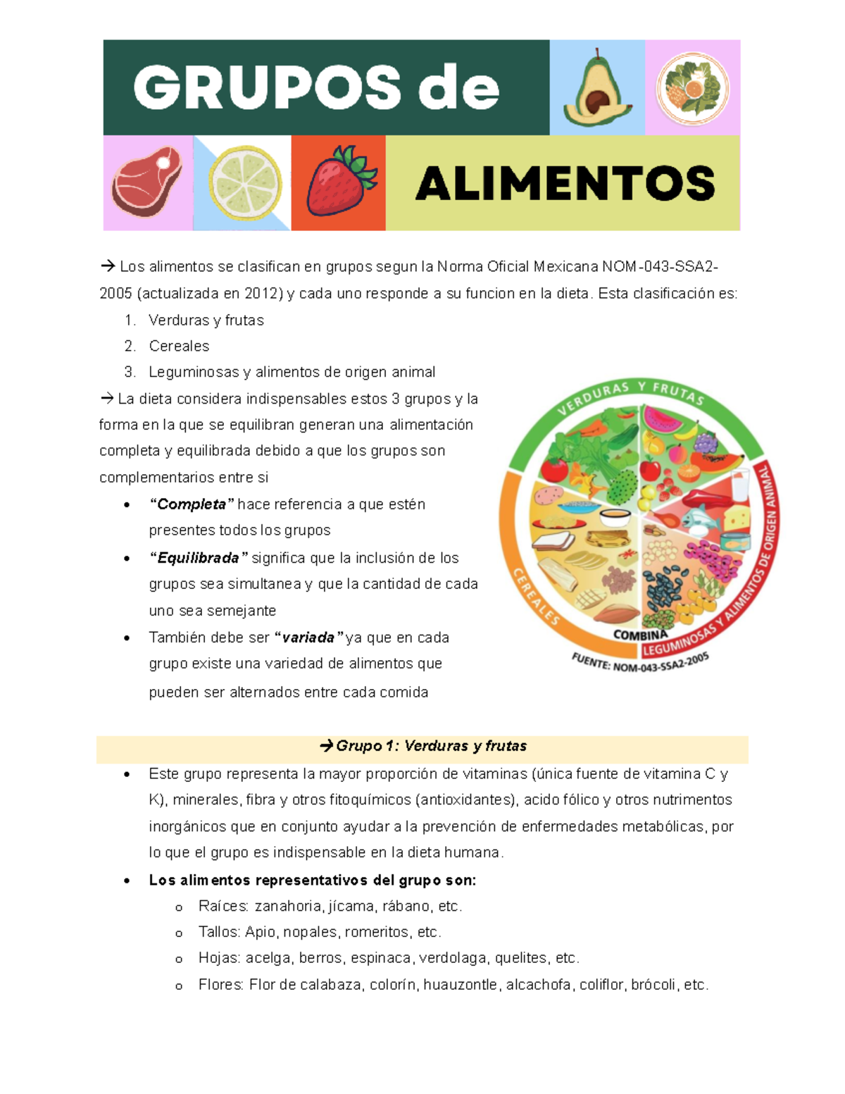 Resumen grupos de alimentos - → Los alimentos se clasifican en grupos ...