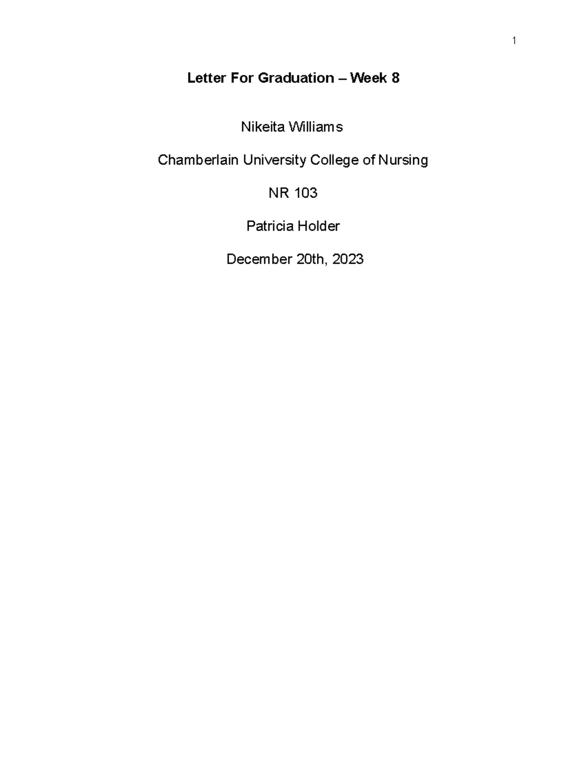 Letter to graduation - 1 Letter For Graduation – Week 8 Nikeita ...