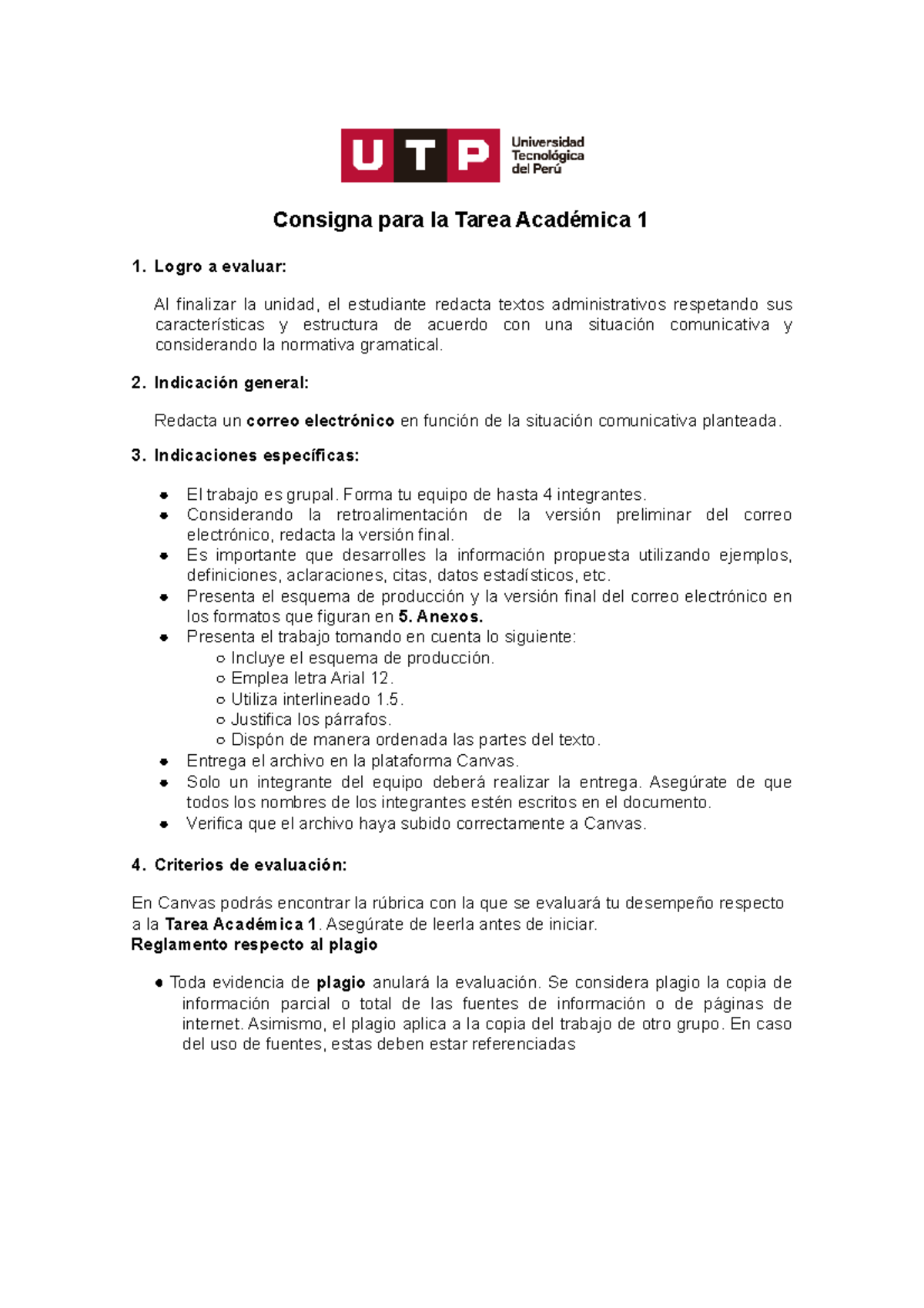 GC N04I Consigna TA 1 22C2A - Consigna para la Tarea Académica 1 1 a evaluar: Al finalizar la ...